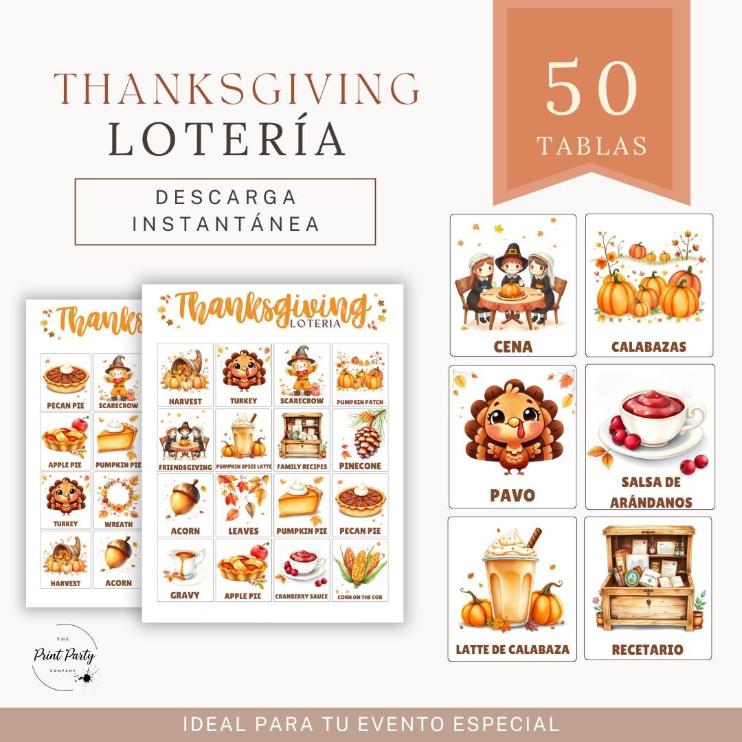 Lotería De Acción De Gracias, Lotería De Otoño, Lotería Mexicana, 50 ...