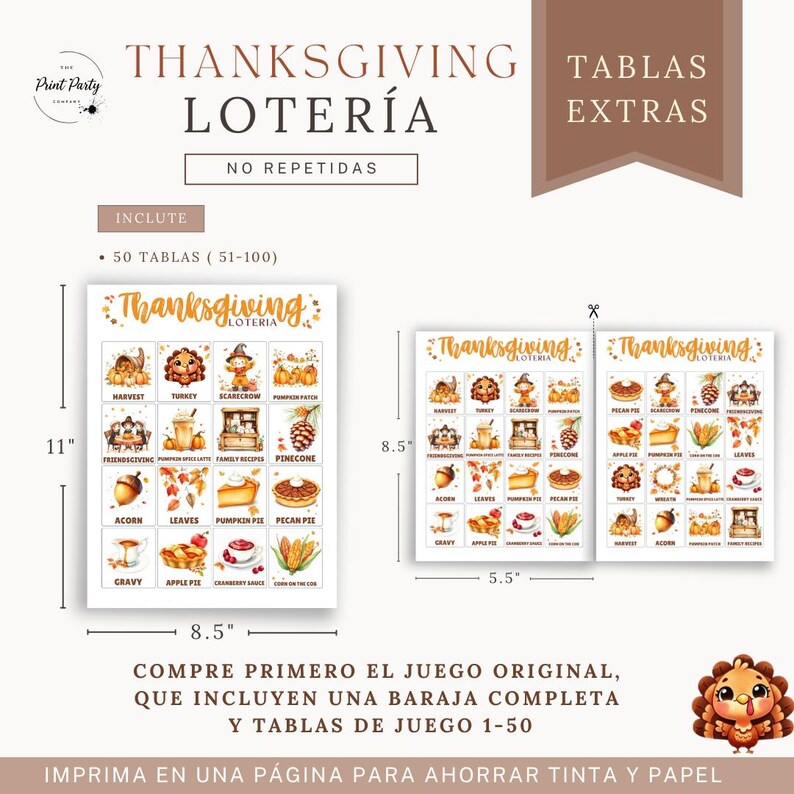Lotería De Acción De Gracias, Lotería De Otoño, Lotería Mexicana, 50 ...