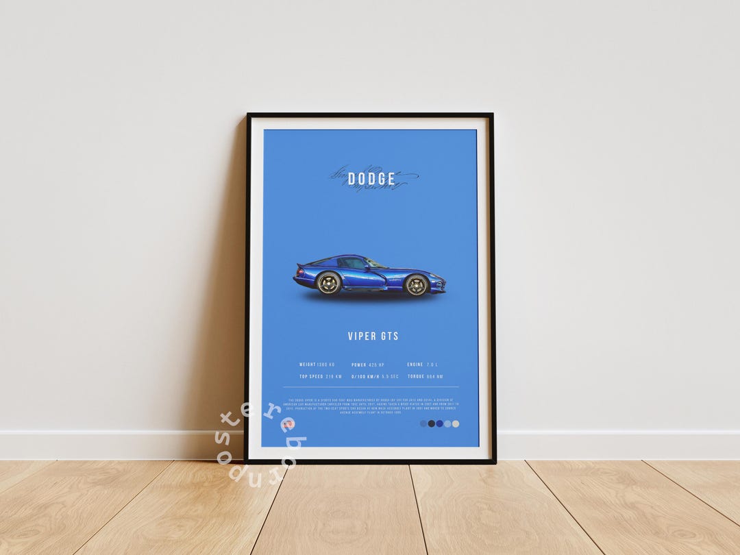 Dodge Viper GTS Car Poster | Car Poster | Home Decor | Wall Decor ...