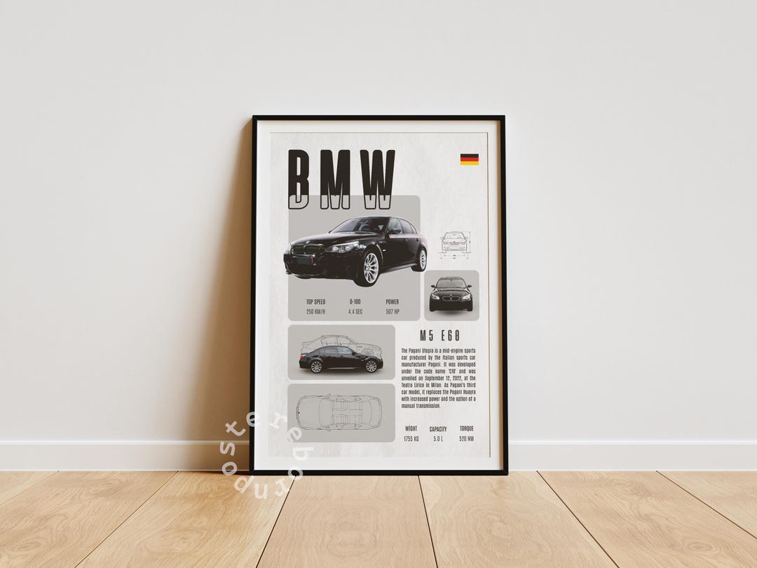 BMW E60 M5 Car Poster | Birthday Gift | Car Poster | Home Decor | Wall ...