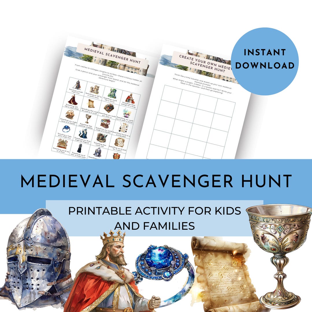 Medieval Treasure Hunt, Scavenger Hunt for Kids, Rainy Day Activity ...