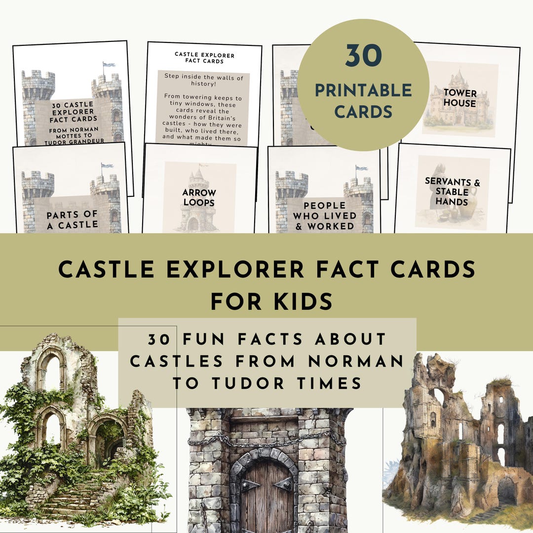 Castle Fun Fact Cards for Kids, History of Castles Mini Card Pack ...