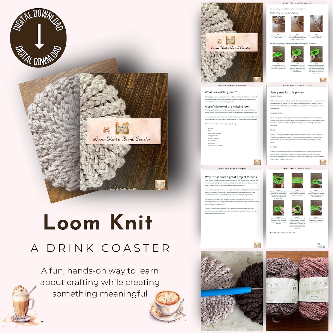 Loom Knit Drink Coaster Instructions, Loom Knitting, How to Loom Knit ...