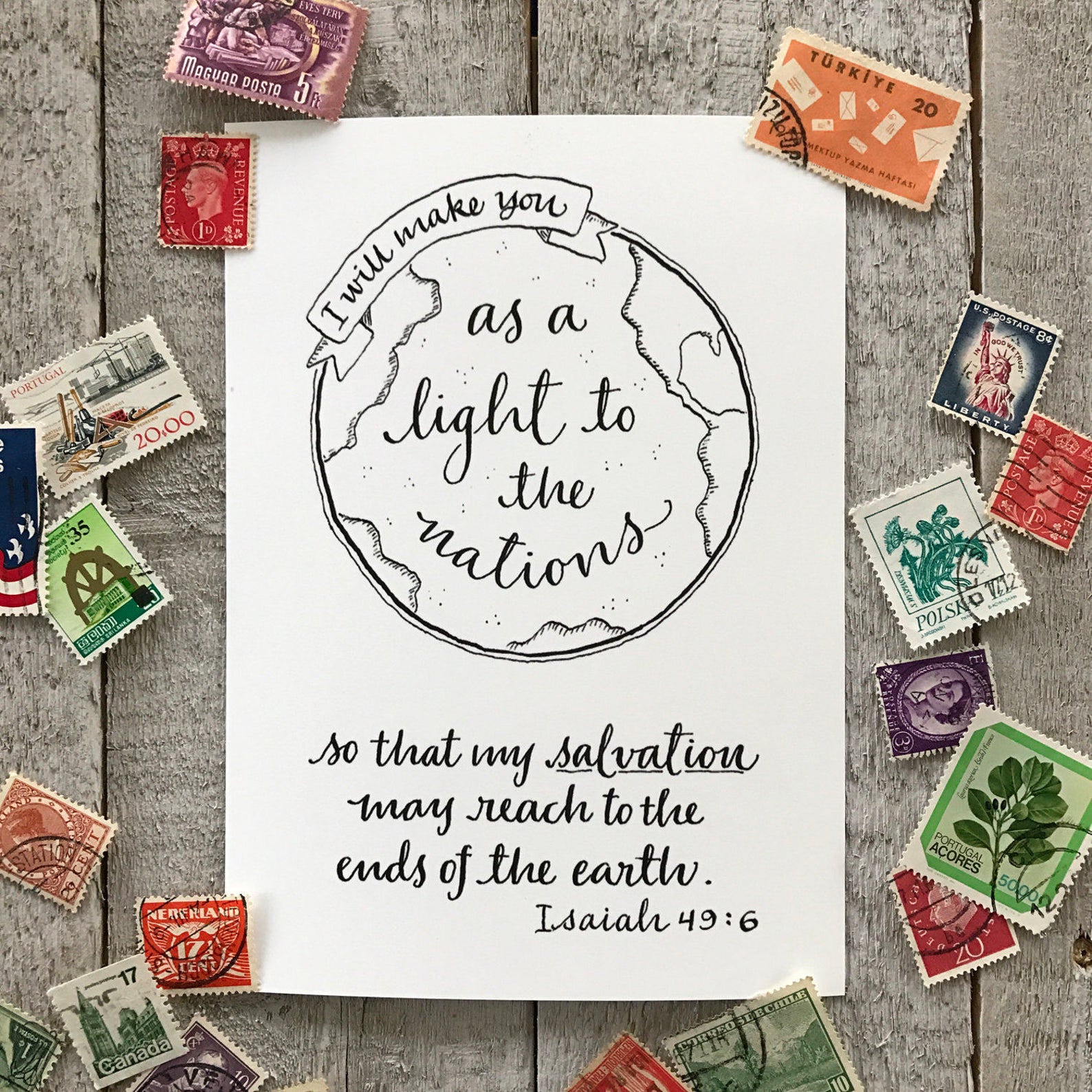 Isaiah 49:6 Hand-lettered Missions Scripture Print Bella - Etsy