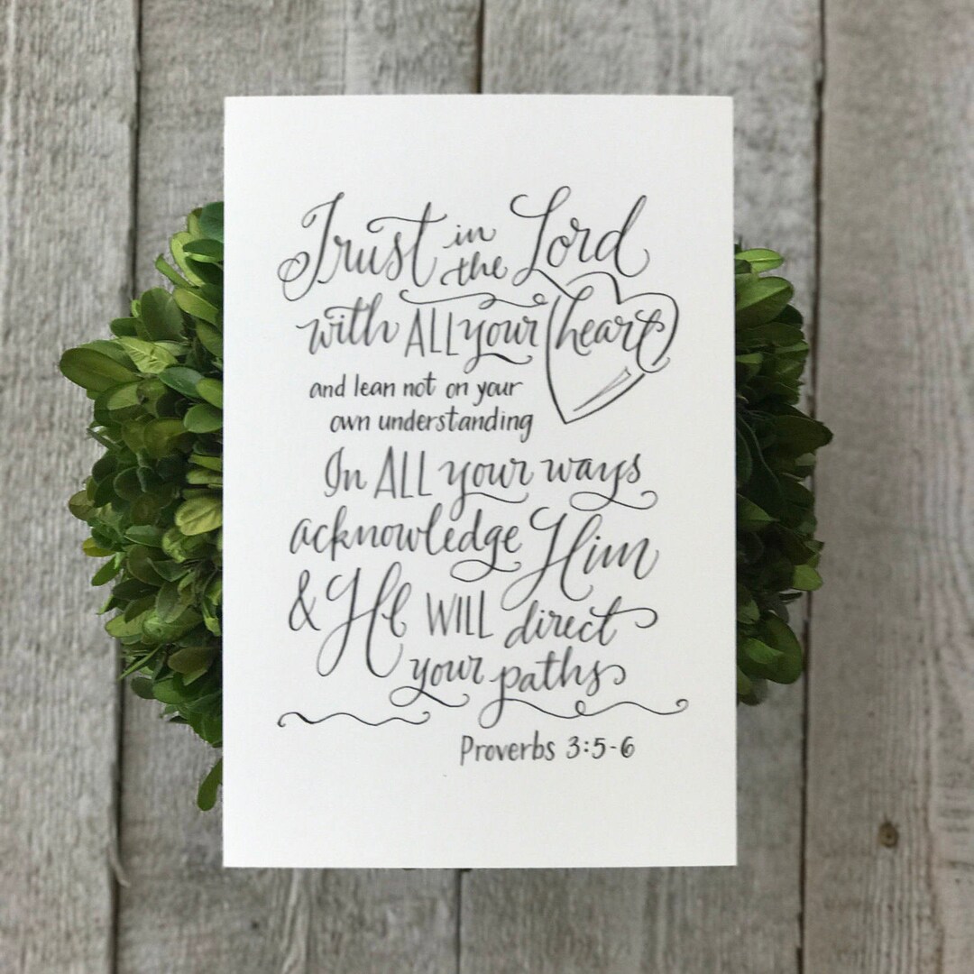 Proverbs 3:5-6 - Hand-lettered Scripture Print - Bella Scriptura ...