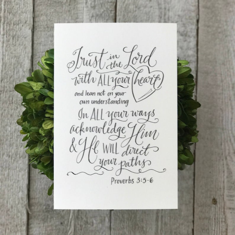 Proverbs 3:5-6 - Hand-lettered Scripture Print - Bella Scriptura ...
