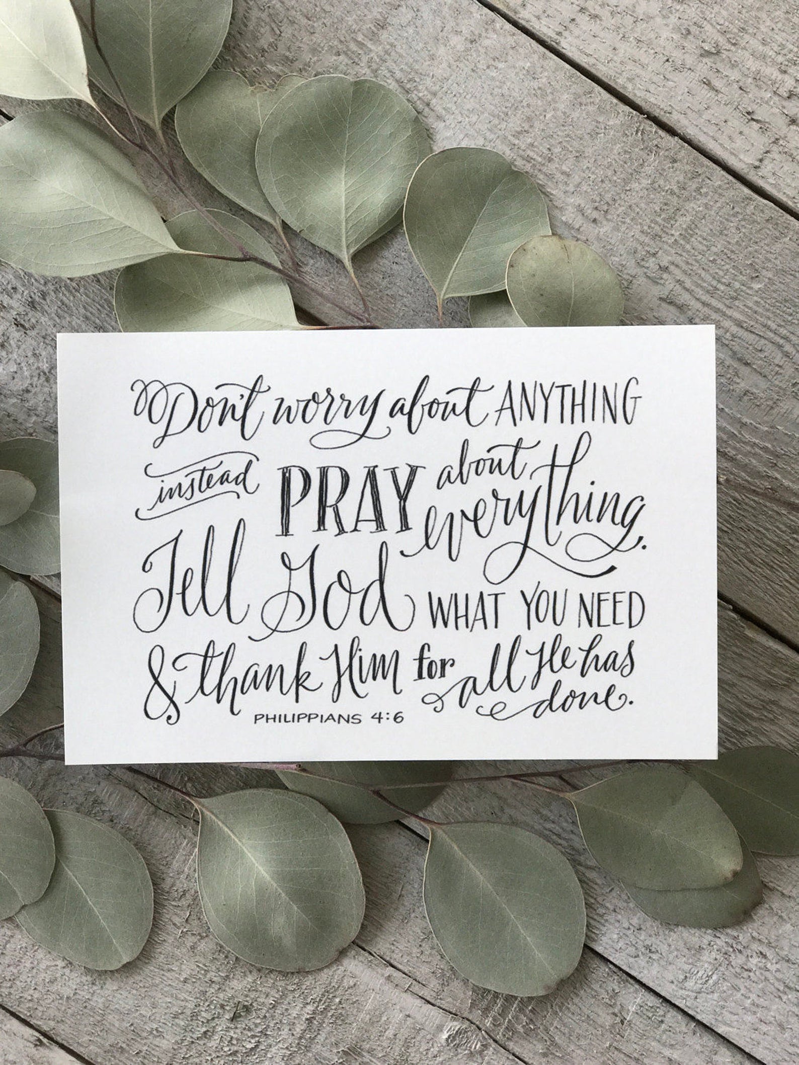 Philippians 4:6 Hand-lettered Scripture Print Bella - Etsy Canada