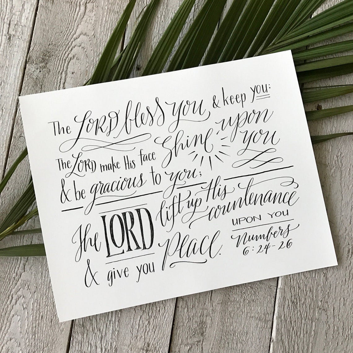 Numbers 6:24-26 Hand-lettered Scripture Print Bella - Etsy