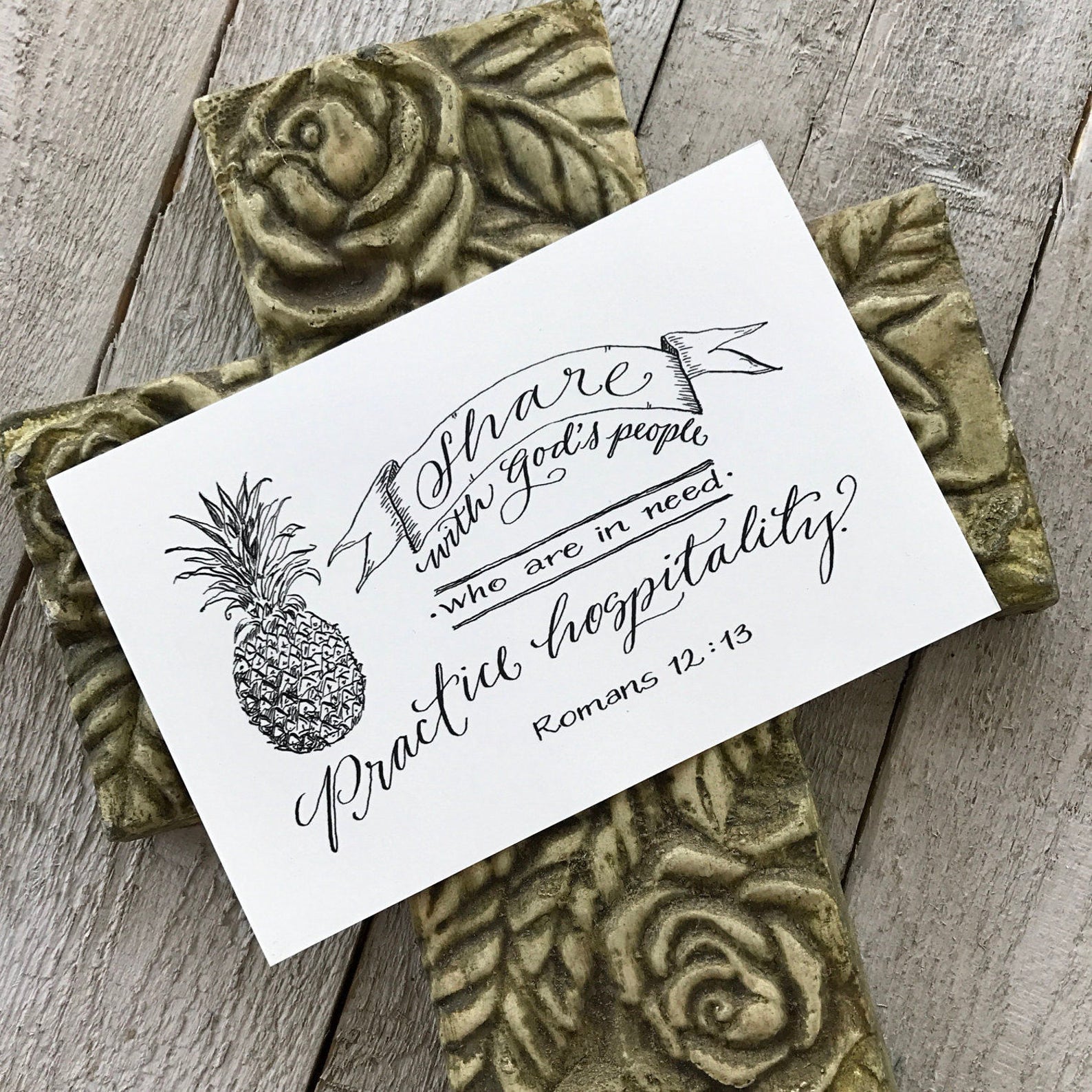 Hand-lettered Scripture Print Romans 12:13 Bella Scriptura - Etsy