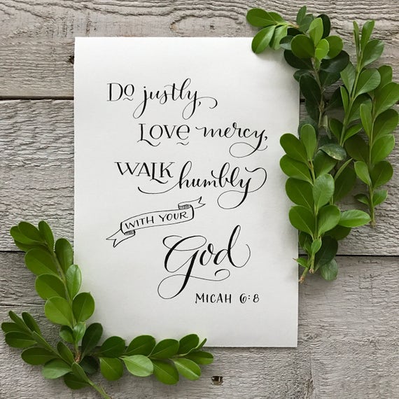 Micah 6:8 Hand-lettered Scripture Print Bella Scriptura | Etsy Canada
