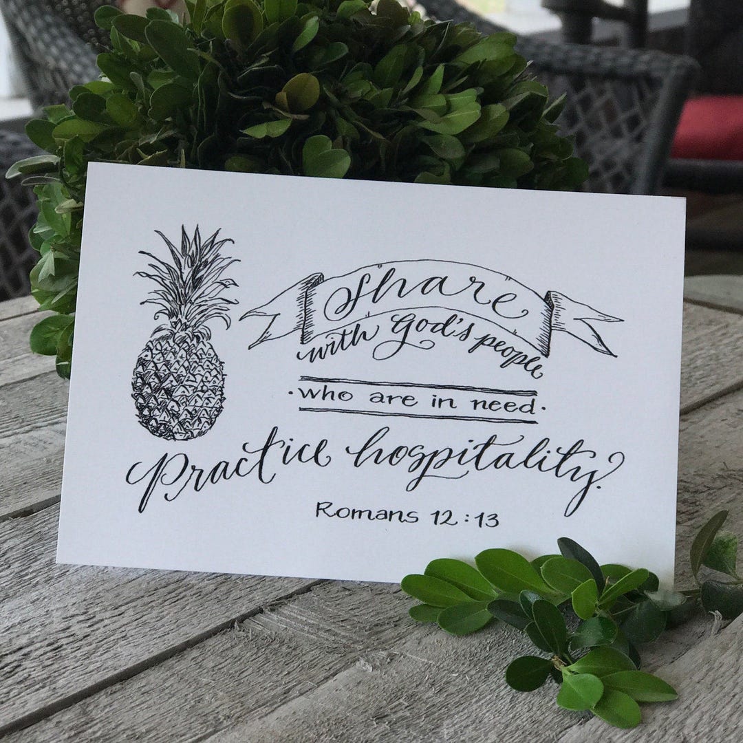 Hand-lettered Scripture Print - Romans 12:13 - Bella Scriptura ...