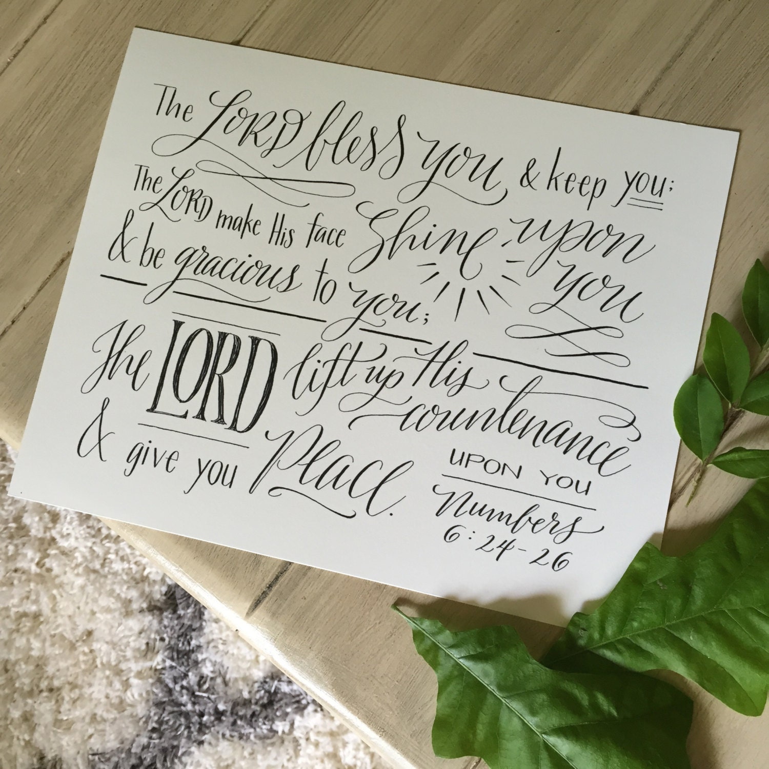 Numbers 6:24-26 Hand-lettered Scripture Print Bella - Etsy