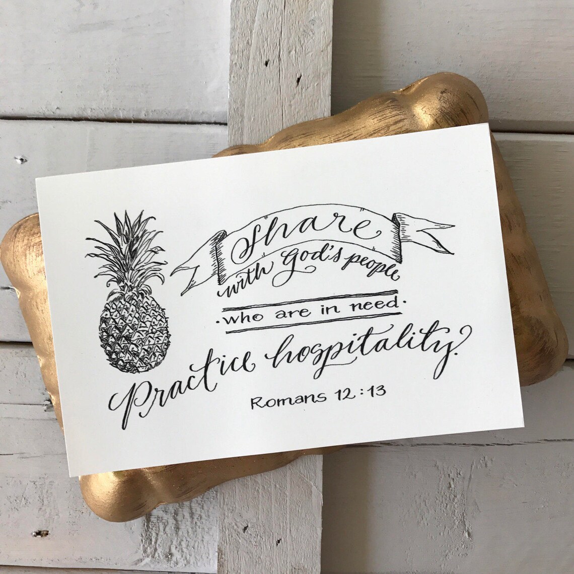 Hand-lettered Scripture Print Romans 12:13 Bella Scriptura - Etsy