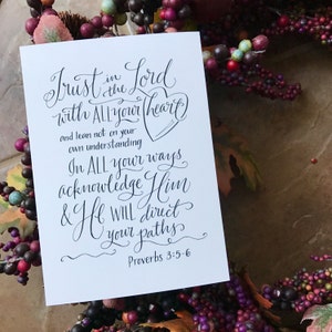 Proverbs 3:5-6 - Hand-lettered Scripture Print - Bella Scriptura ...