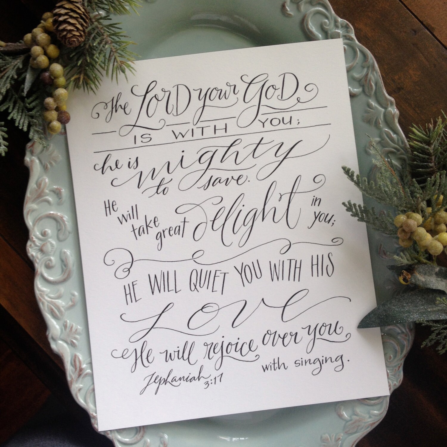Zephaniah 3:17 Hand-lettered Scripture Print Bella - Etsy