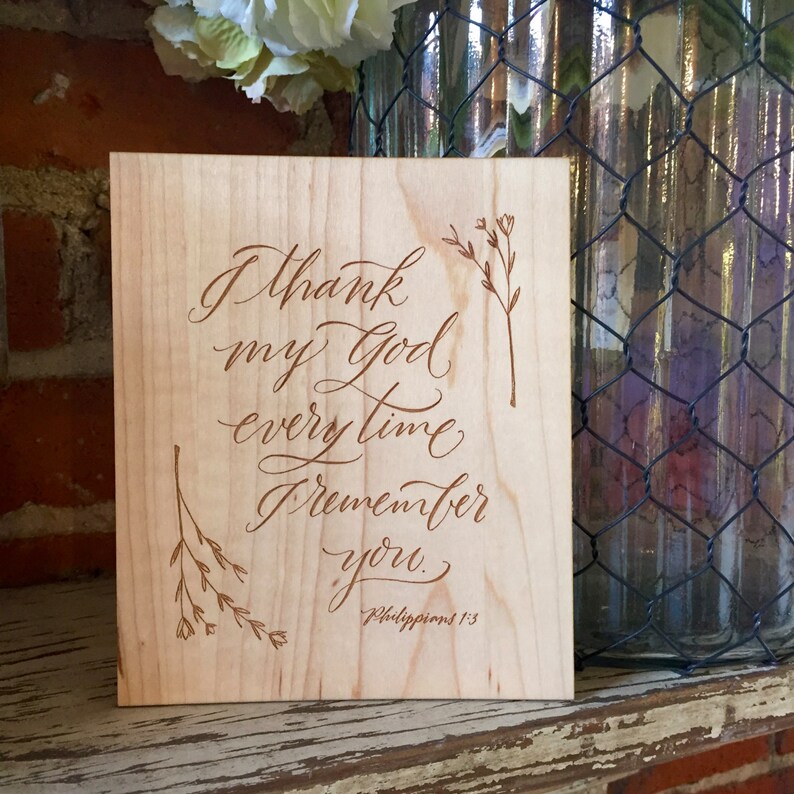 Philippians 1:3 Hand-Lettered Scripture Print Bella | Etsy
