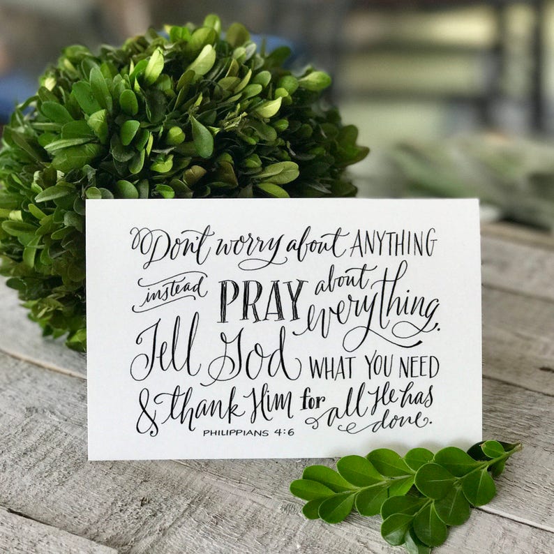 Philippians 4:6 Hand-lettered Scripture Print Bella - Etsy Canada