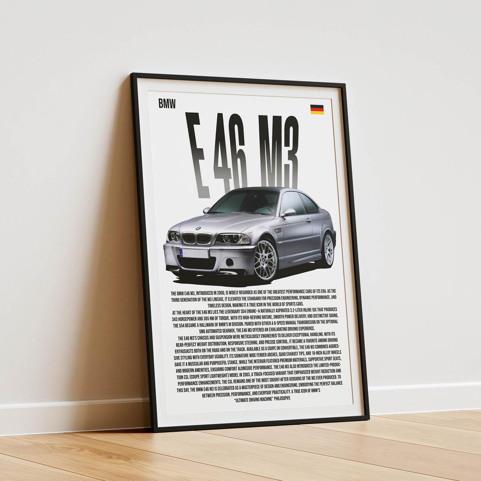 Bmw E46 Poster, Bmw Poster, Digital Download, Vintage Car Poster, Old ...