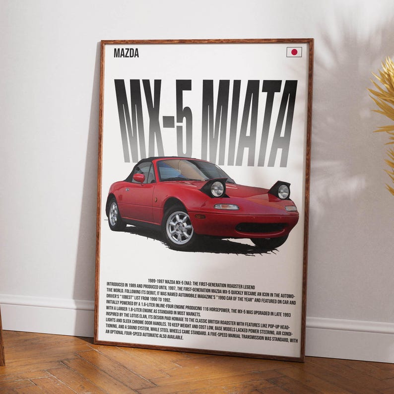 Mazda Mx5 Miata Poster, Mazda Poster, Digital Download, Vintage Car ...