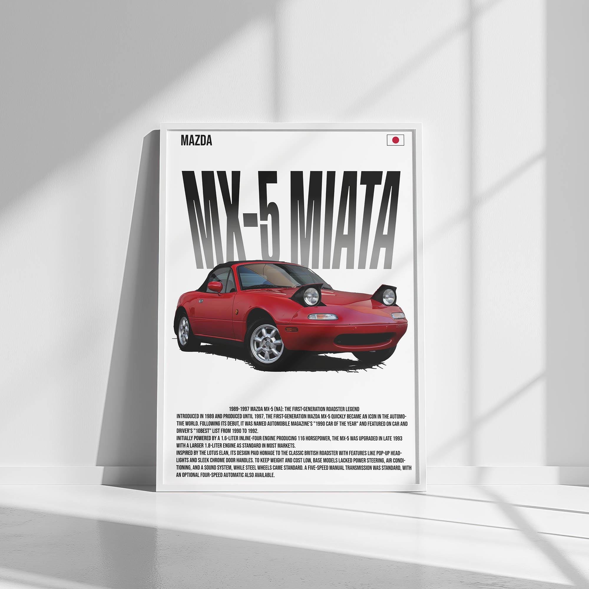 Mazda Mx5 Miata Poster, Mazda Poster, Digital Download, Vintage Car ...