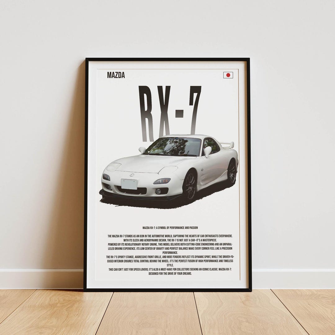 Mazda Rx-7 Poster, RX-7 Poster, Digital Download, Vintage Car Poster ...