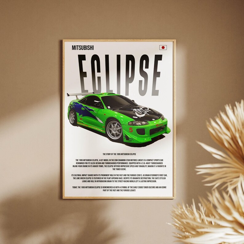Mitsubishi Eclipse Fast & Furious Poster – Digital Car Art Print ...
