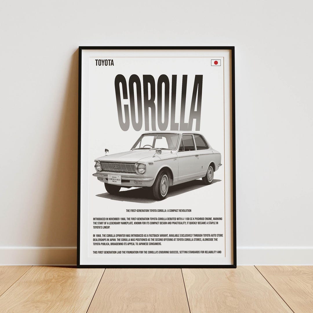 Vintage Toyota Corolla Poster – Classic Car Wall Art | Digital Download ...