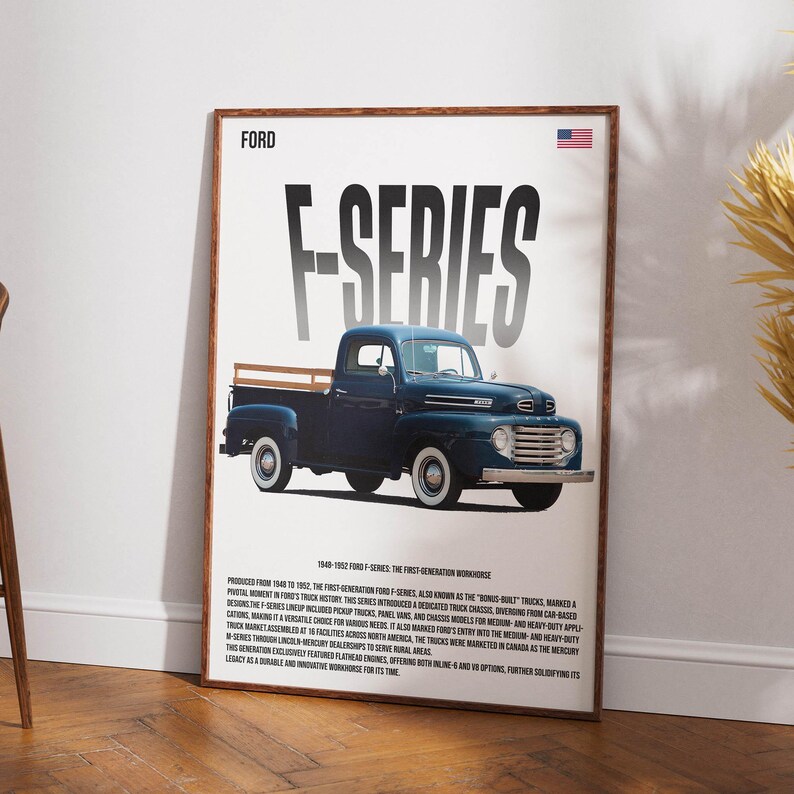 Ford F-series Poster, Ford Poster, Digital Download, Vintage Car Poster ...