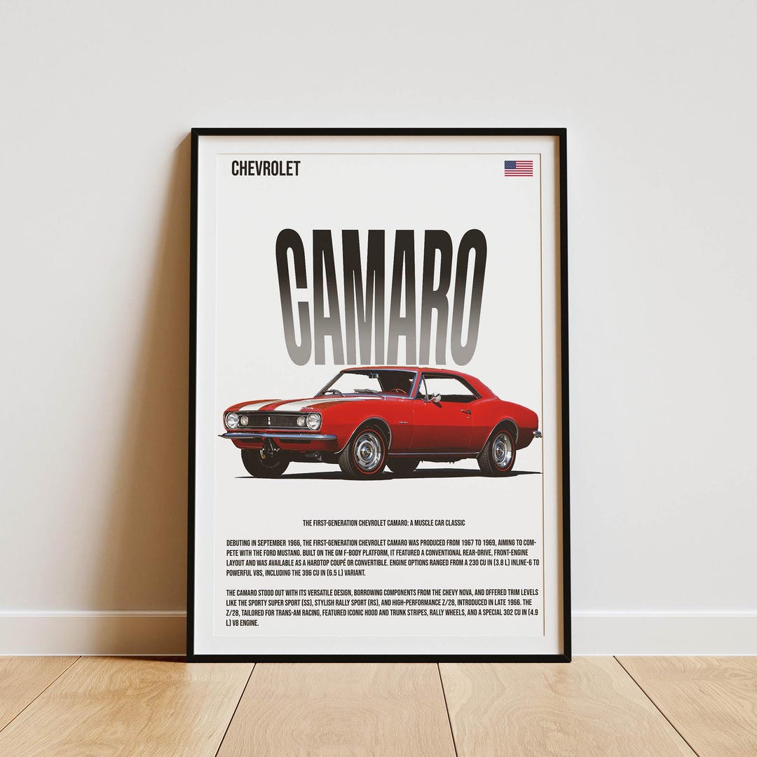 Chevrolet Camaro Poster, Camaro Poster, Digital Download, Vintage Car ...