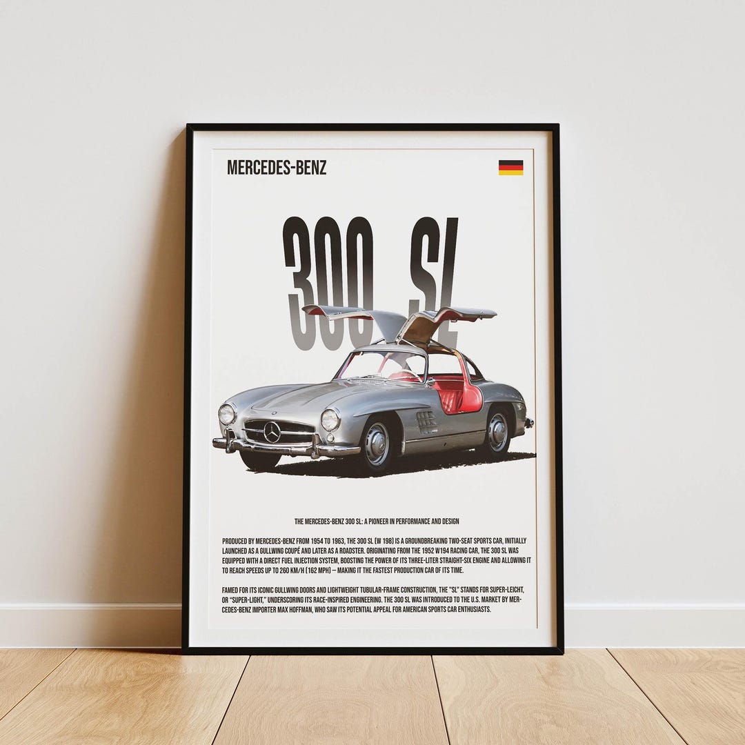 Mercedes-benz 300SL Poster, Mercedes Poster, Digital Download, Vintage ...