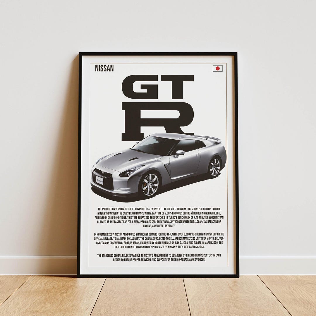 Nissan GT-R Poster, GTR Poster, Digital Download, Vintage Car Poster ...