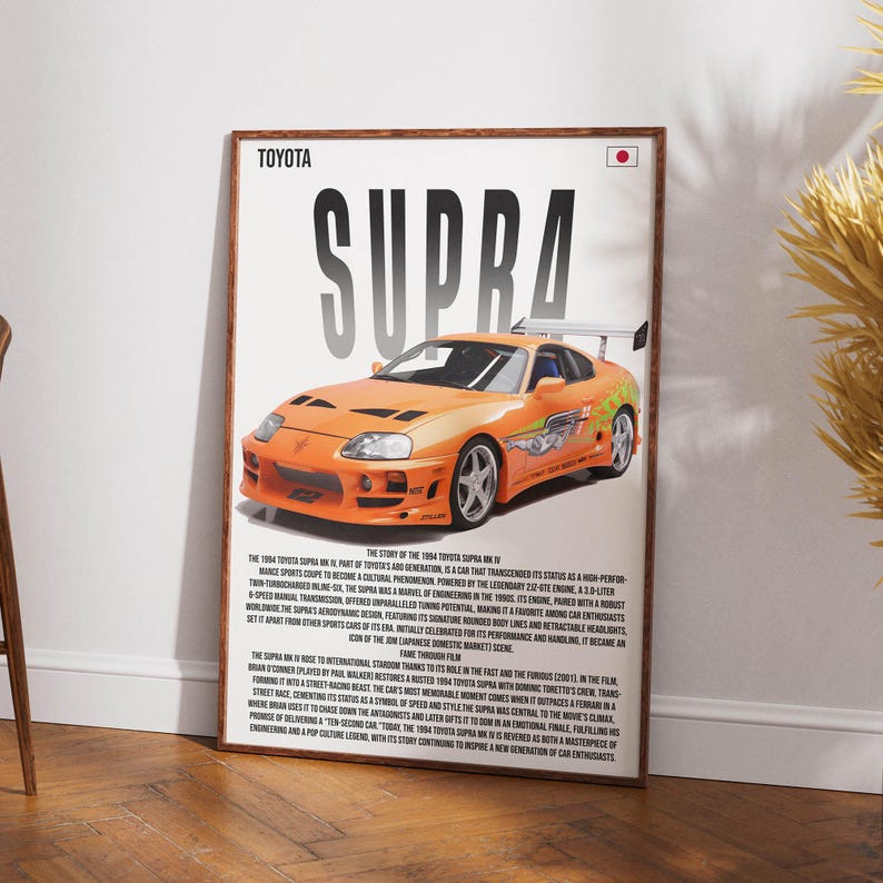 Toyota Supra Poster, Fast and Furious Poster, Digital Download, Vintage ...