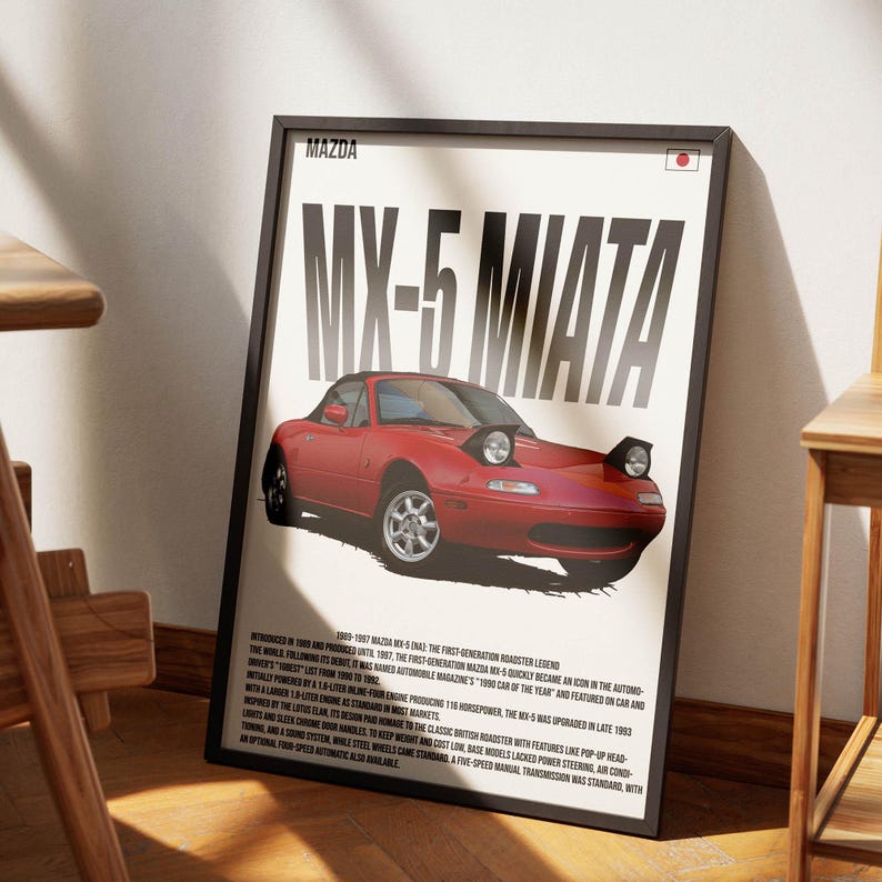 Mazda Mx5 Miata Poster, Mazda Poster, Digital Download, Vintage Car ...