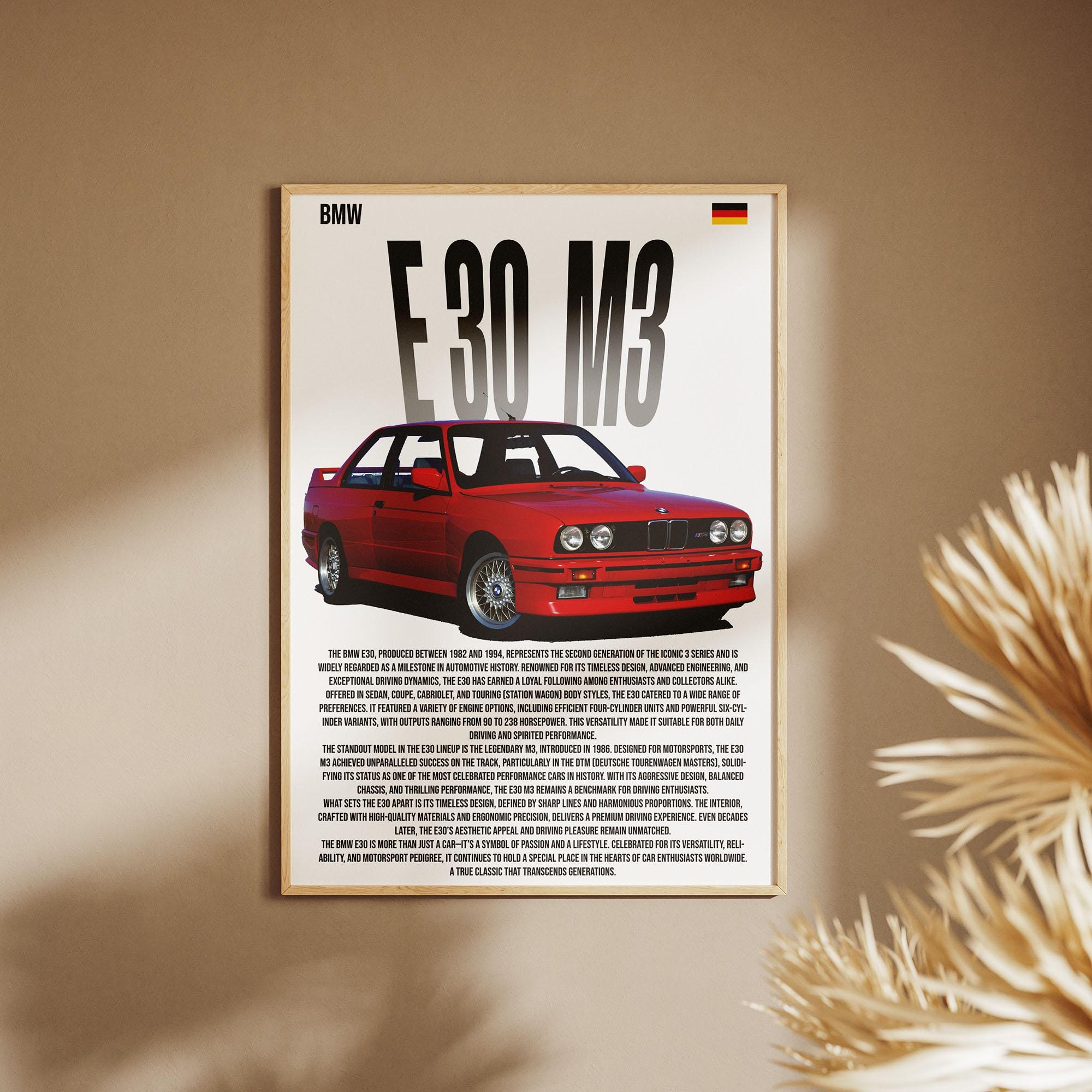 BMW E30 M3 Poster – Vintage Car Art Print | Digital Download for Car ...