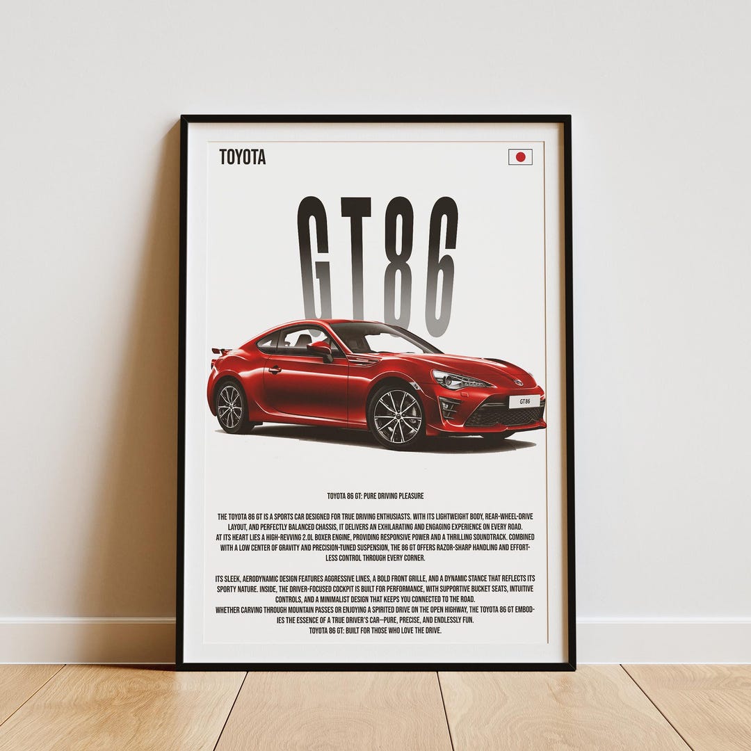 Toyota GT86 Poster – Vintage JDM Car Art Print, Digital Download Wall ...