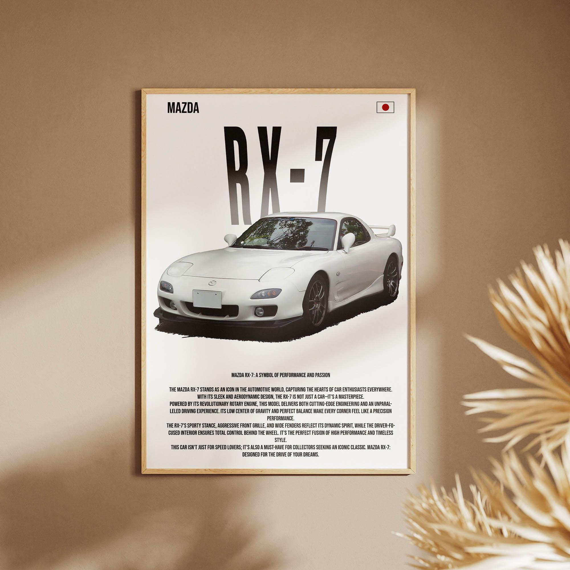 Mazda Rx-7 Poster, RX-7 Poster, Digital Download, Vintage Car Poster ...