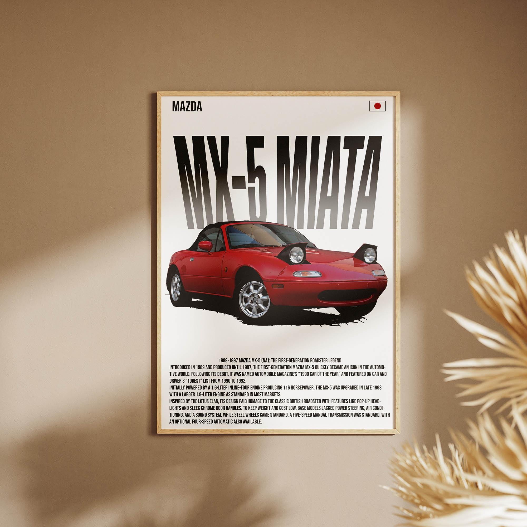 Mazda Mx5 Miata Poster, Mazda Poster, Digital Download, Vintage Car ...