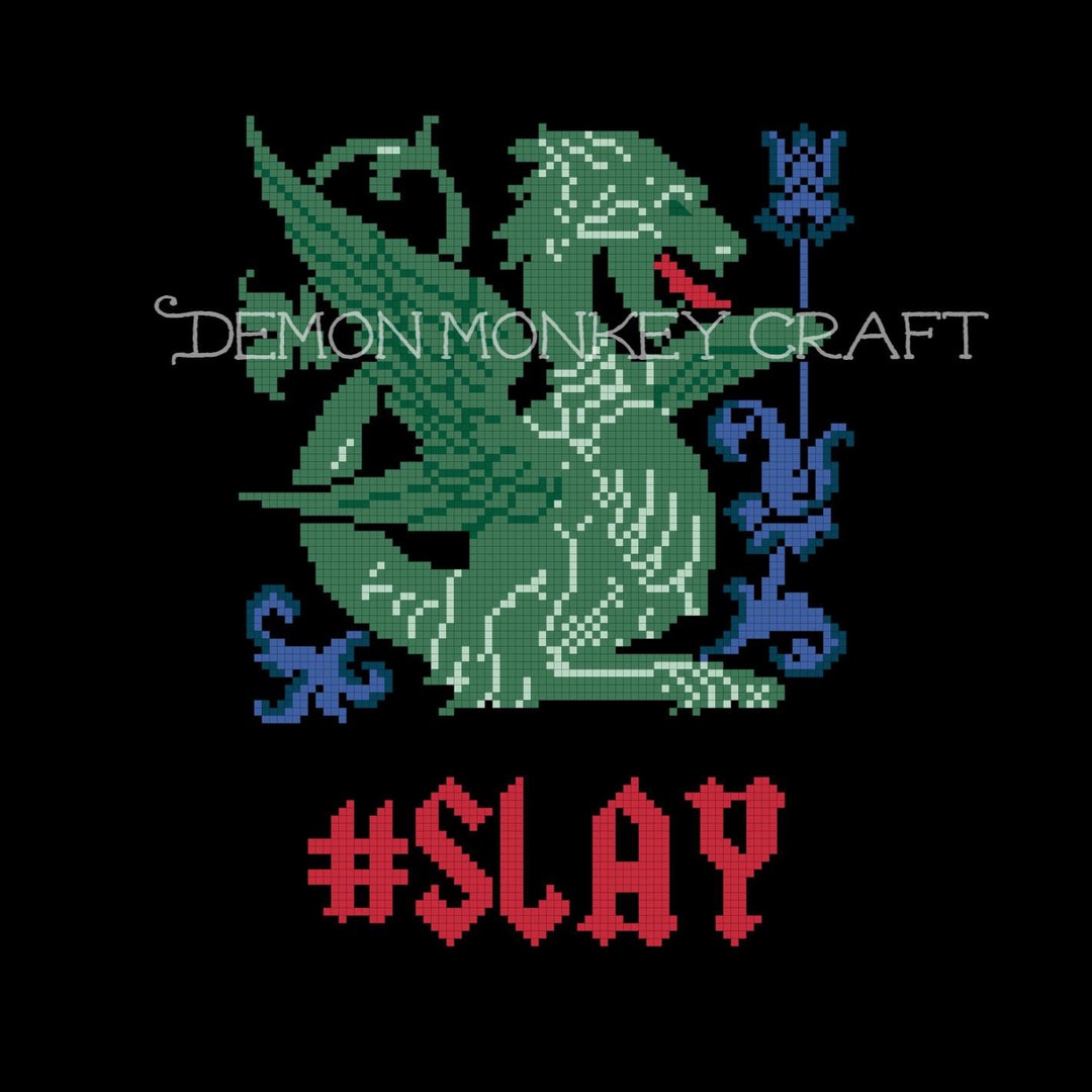 Hashtag Slay the Dragon Cross Stitch DIGITAL PATTERN - Etsy