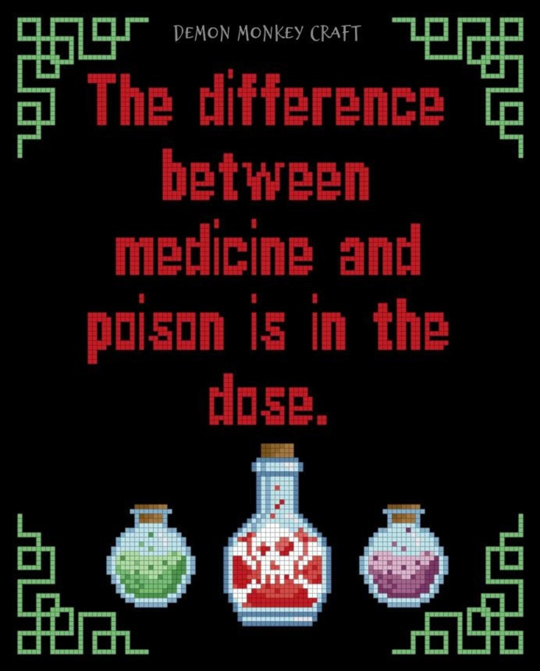 Difference Between Medicine and Poison Digital Cross Stitch Pattern - Etsy