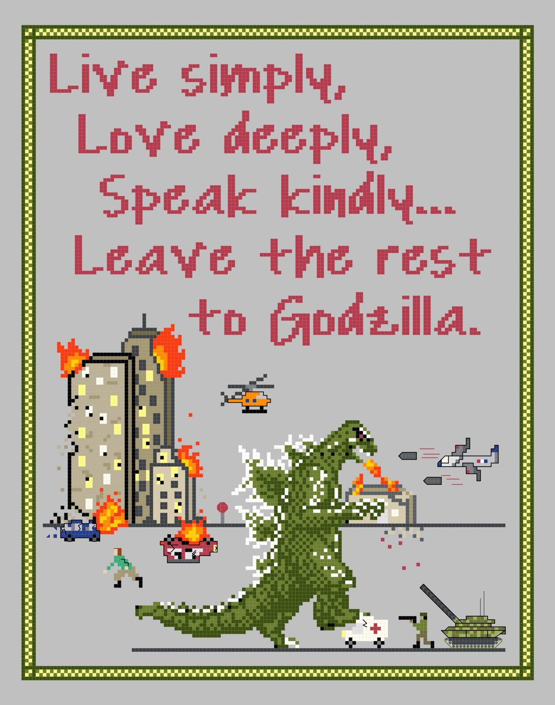 Godzilla Digital Cross Stitch Pattern | Etsy