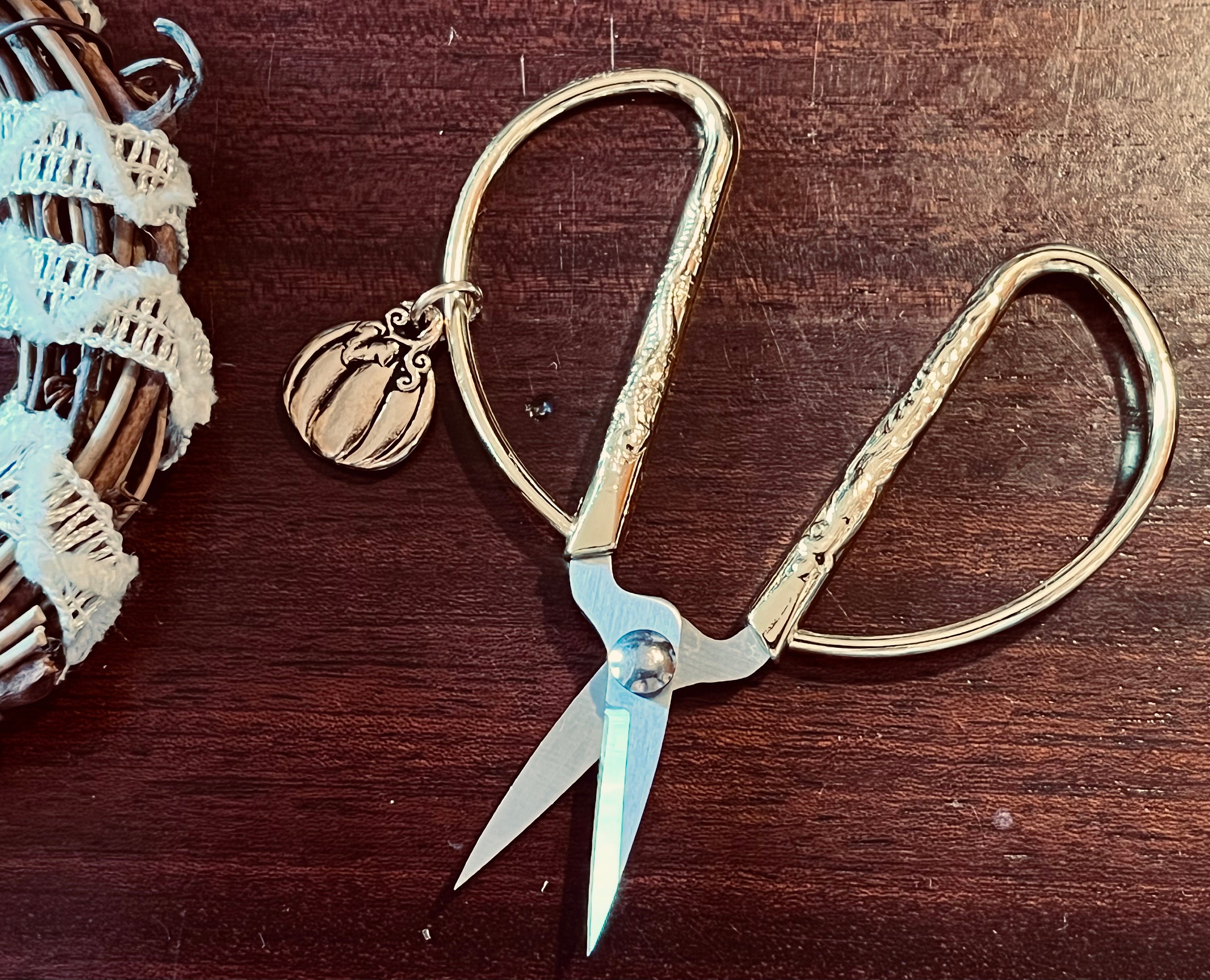 Elegant Small Gold Embroidery Scissors With Pumpkin Charms - Etsy
