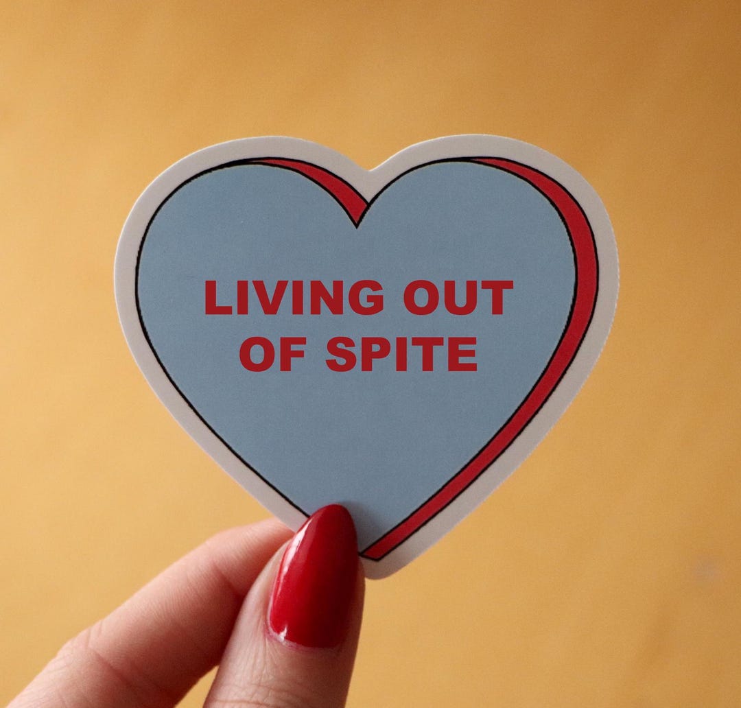 Living Out of Spite Candy Heart Vinyl Sticker Blue/pink Funny ...
