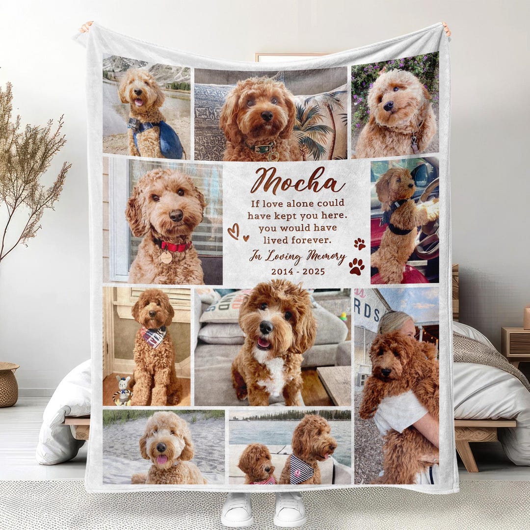 Personalized Dog Memorial Blanket, Photo Collage Fleece Throw - Etsy