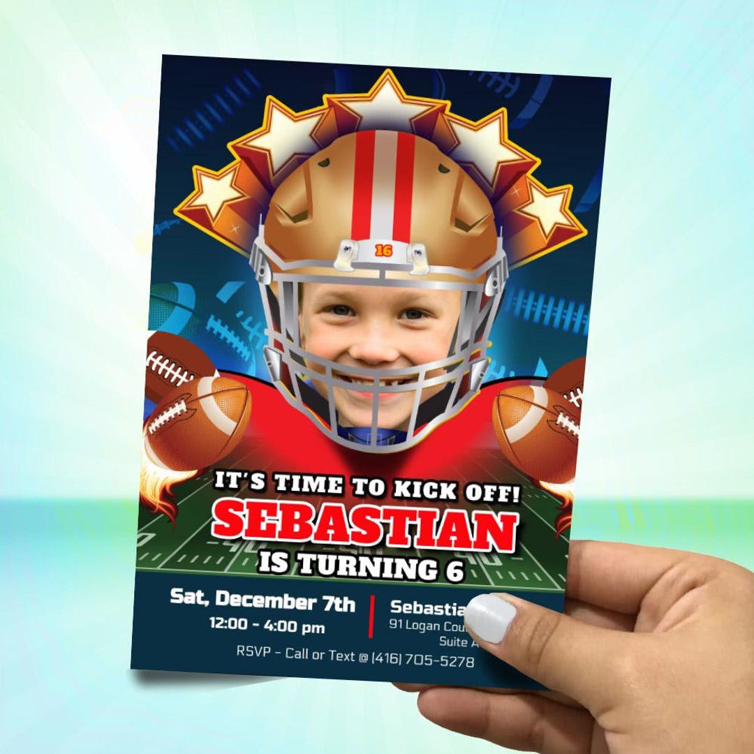 DIY Football Birthday Invitation, Football Birthday Party Invitation ...