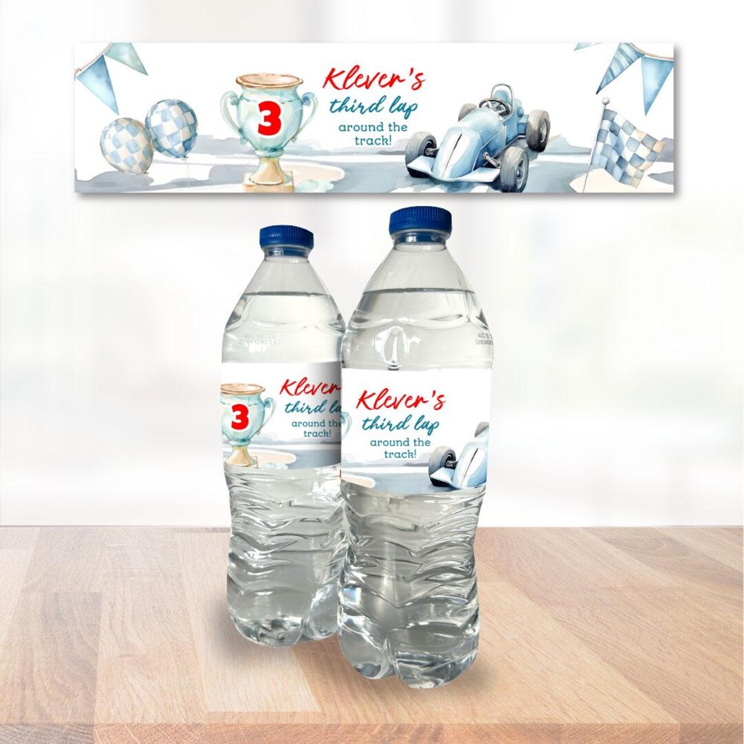 Customizable Race Car Water Wrapper, Editable Race Car Water Label ...