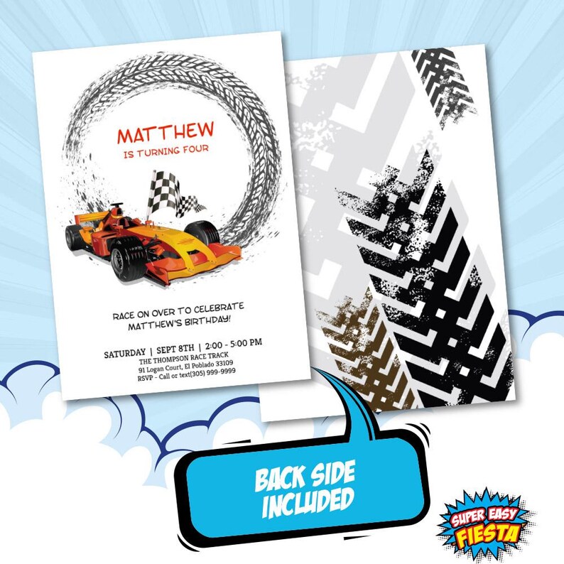 Editable Race Car Digital Invitation, Race Car Birthday Template, Cars ...