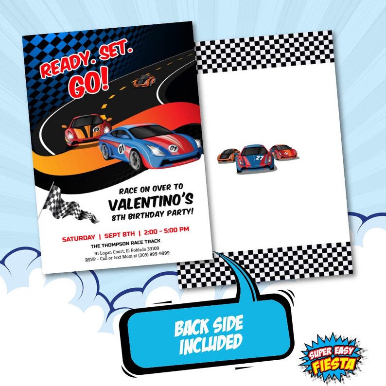 Editable Ready Set Go Invitation, Ready Set Go Flyer, Racers Themed ...