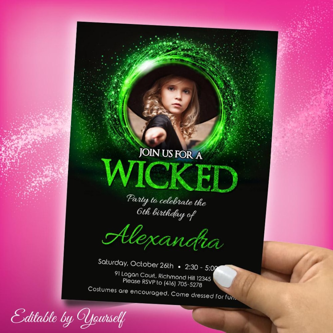 Wicked Party Invitation With Photo, Editable Wicked Party Template ...