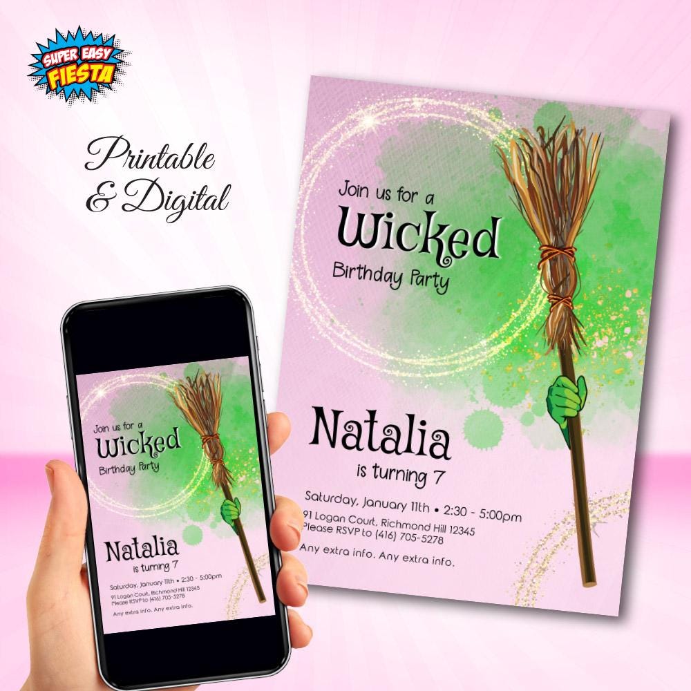 DIY Wicked Birthday Party Invitation, Wicked Witch Template, Wicked ...