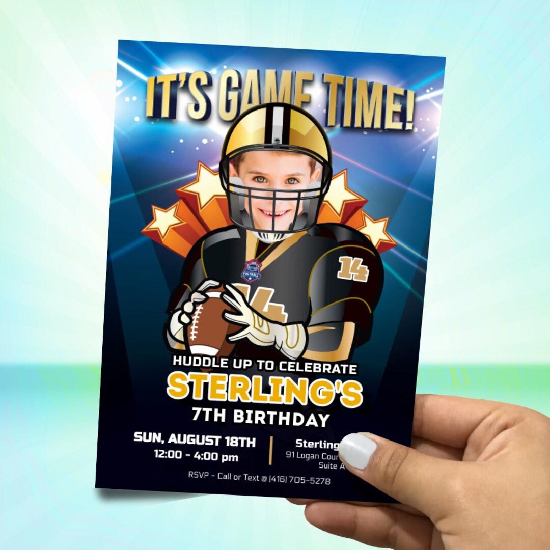 Editable Football Birthday Party Invitation Template, Football Digital ...
